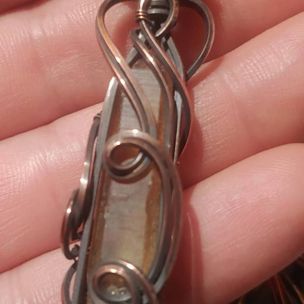 Faceted Carnelian Necklace 'tyet' Wire Wrap Pendant Oxidized Copper ...