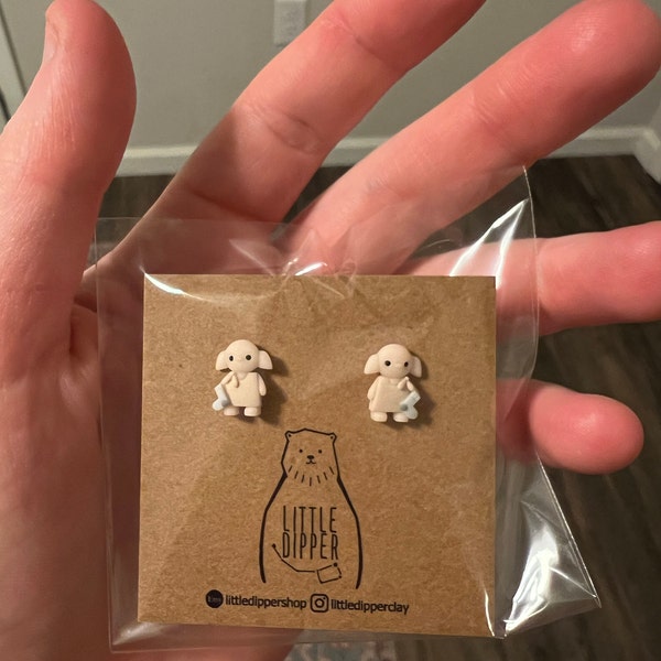 Miniature House Elf Stud Earrings - Magical Creature Polymer Clay Studs ...