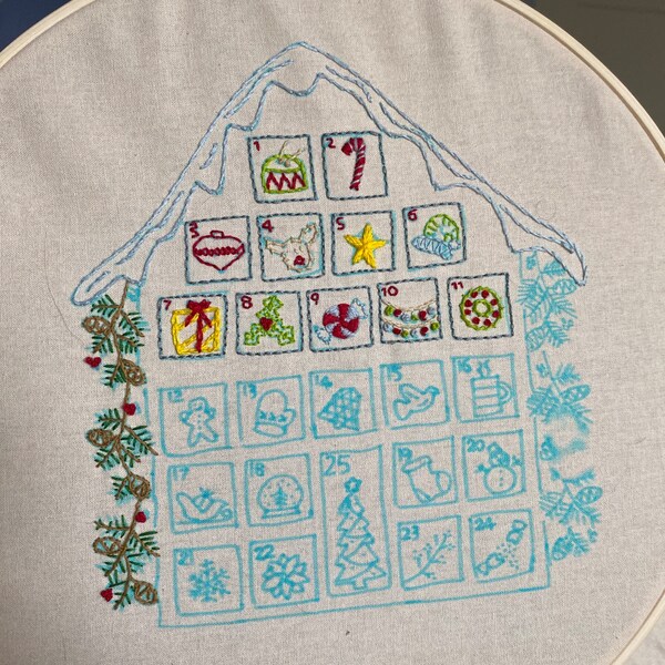 Advent Calendar Hand Embroidery Pattern, Stitch-a-day DIY Christmas ...