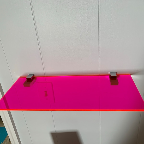 18"l Neon Acrylic Wall Shelf With Metal Brackets -8"wide 1/4" Acrylic ...