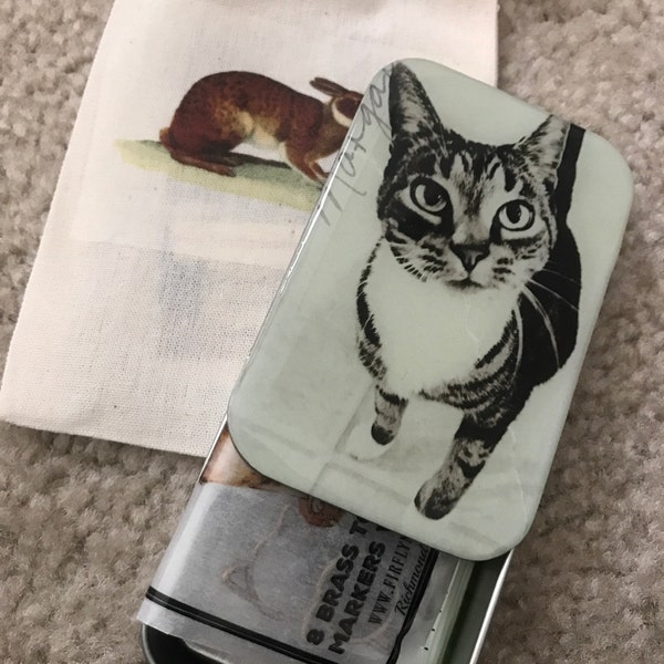 Cat Knitting Notions Tin, LARGE Card Case (026) - Etsy