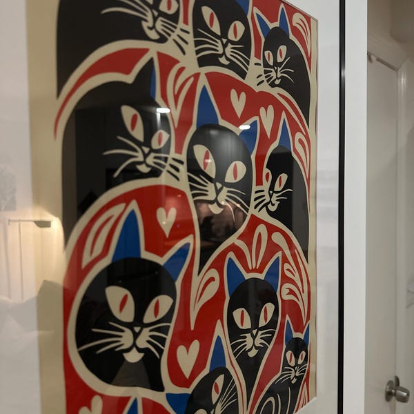 Green Reindeer Linocut Christmas Poster, Retro Woodland Holiday Art ...