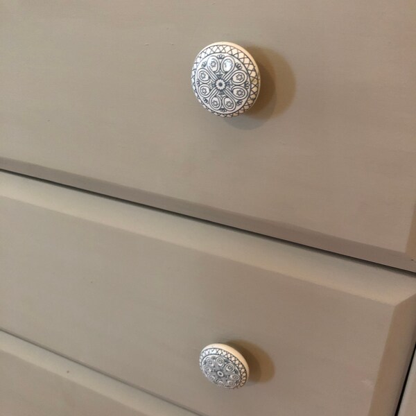 Grey and White Ceramic Knobs Ceramic Door Knobs Kitchen Cabinet Knobs Drawer Knobs Cupboard ...