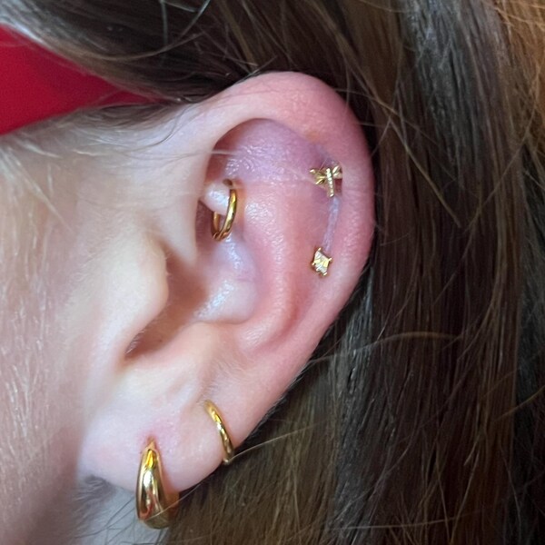 Garden Green Opal Inlay Rook Hoop Earring Helix Hoop Rook Earring Helix ...