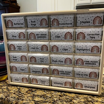 BOHO RAINBOW Teacher Toolbox Labels Editable Neutral Rainbow Classroom ...