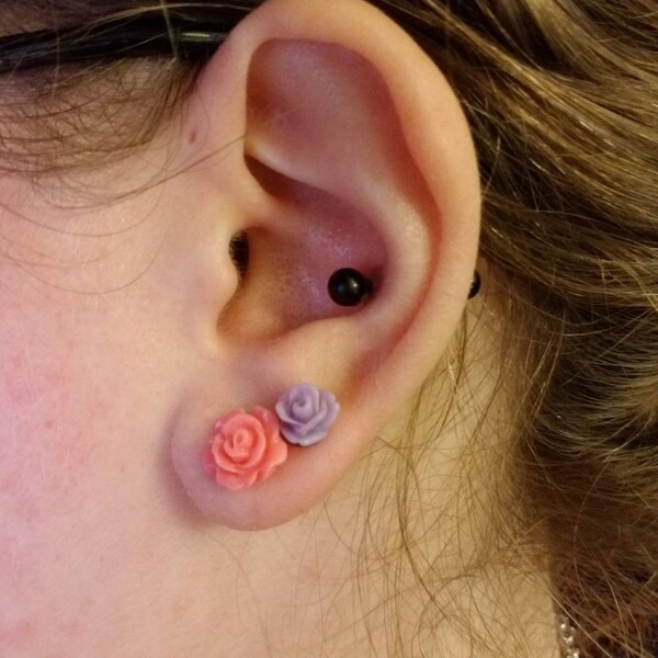 Tiny Flower Rose Stainless Steel Plugs for Gauged or Stretched Ears ...