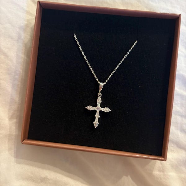 925k Sterling Silver Pave Cross Pendant, Holy Cross Necklace, Cross ...