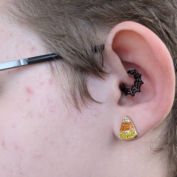 16G Spider Web Septum Ring Black Silver Clicker/cartilage/helix Earring ...