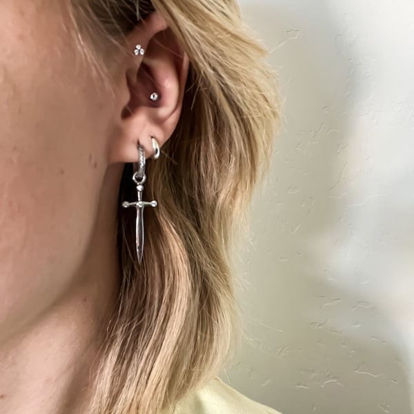 Dagger Earrings - Sword Earrings - Dagger Drop Earrings - Sword Dangle ...