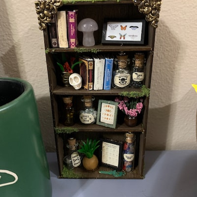 DIY KIT Miniature Fairy Witch Bookshelf Kit DIY Miniature Bookshelf Dollhouse Miniatures ...