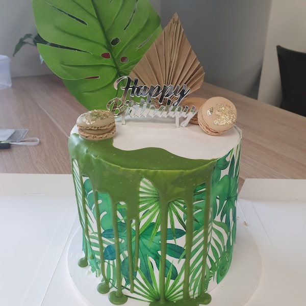 Fern Leaf Greenery Edible Icing Cake Wrap Topper - Etsy