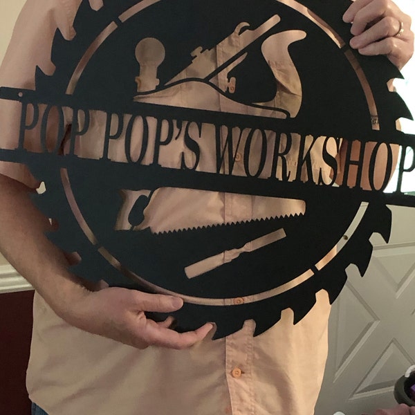 Wood Shop Sawblade Customized Monogram Metal Sign, Construction Trades ...