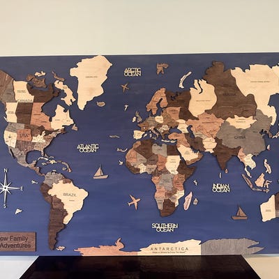 Home Decor Wall Map, US Map Art, Travel Tracker Map With Custom Photos ...