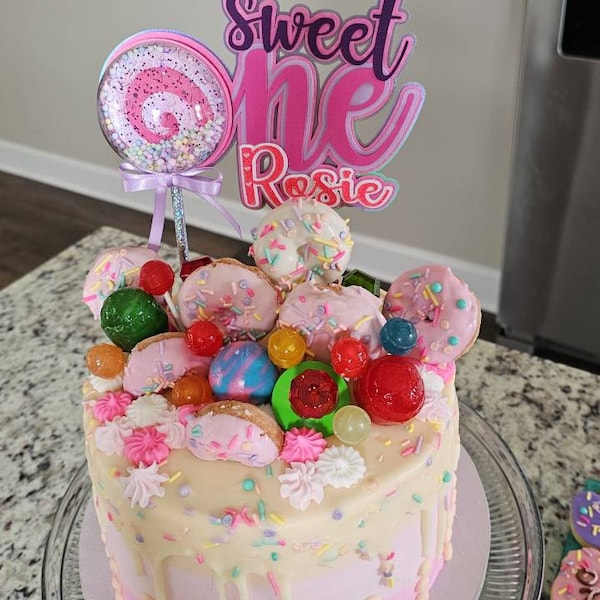 Sweet One Personalized Cake Topper Candyland Theme - Etsy