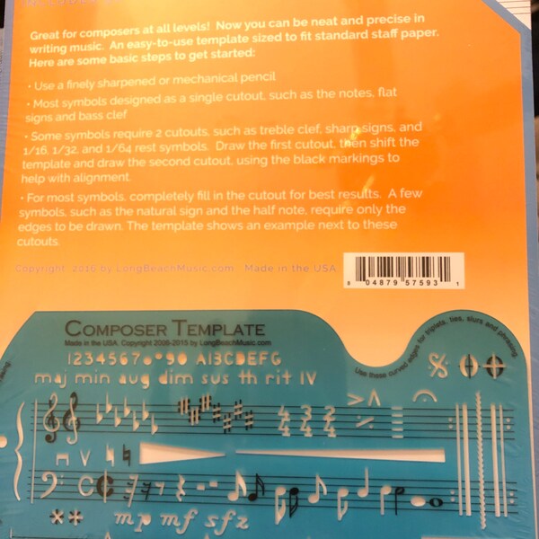 Song Writer's Composing Template for Music Notes & Symbols With Staff ...