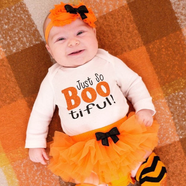 Halloween Baby Girl Outfit Clothes| First Boo Just so Bootiful Bodysuit ...