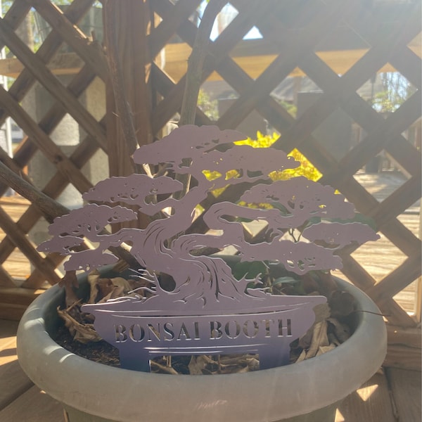 Personalized Bonsai Garden Sign, Custom Metal Garden Stake, Bonsai Tree ...