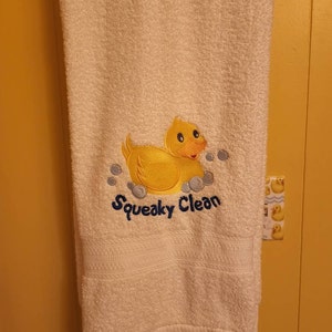 YELLOW DUCK Bath Towel Bath Time Fun Duck Towels Quack or Splash Cute ...