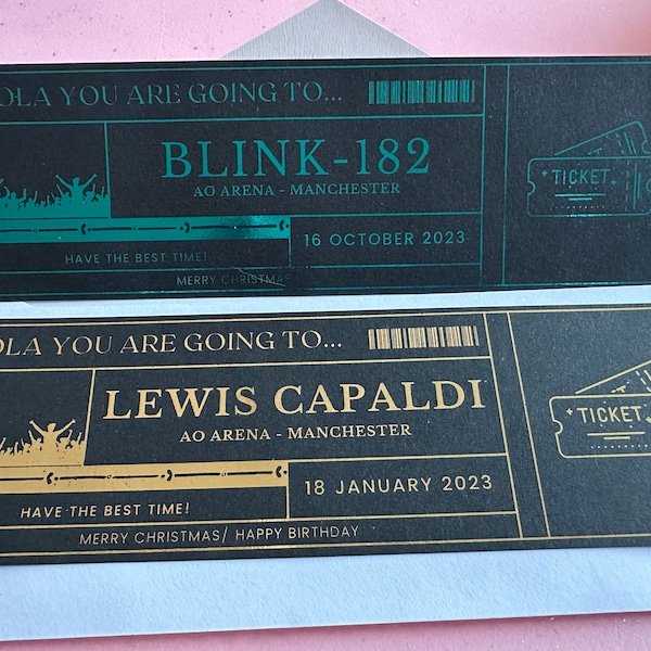 Personalised Event Foiled Ticket, Custom Souvenir Golden Foil Ticket ...
