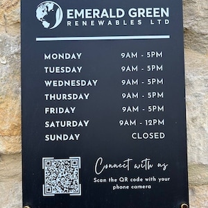 Custom Printed Acrylic Business Hours Sign, Personalised Shop Opening ...
