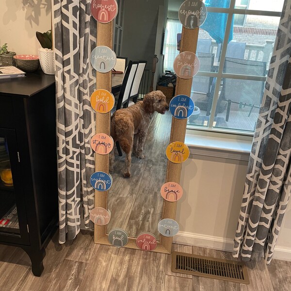 BOHO RAINBOW Affirmation Station | Positive Affirmations Mirror Display ...