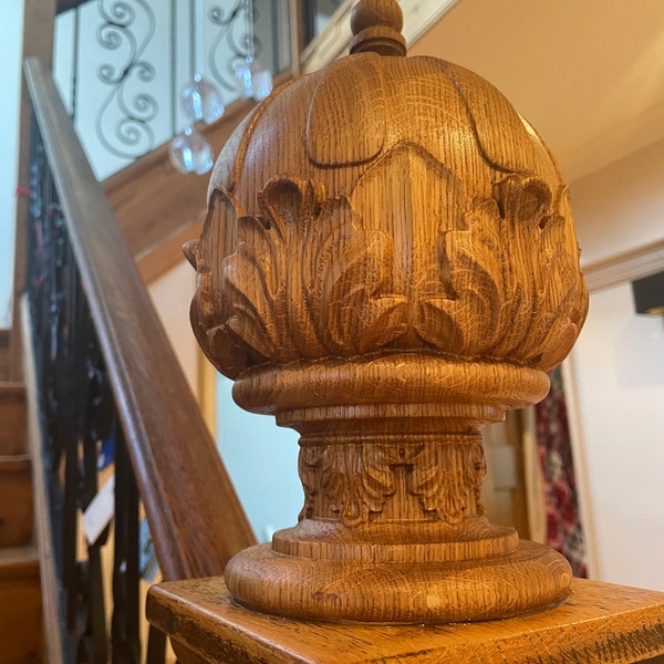 Decorative Architectural Wooden Finial, Staircase Newel Post Cap ...