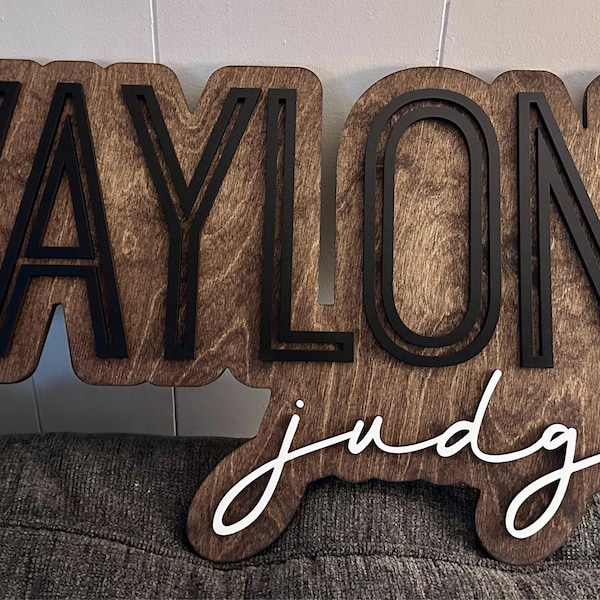 Large Custom Wood Name Sign, Nursery Name Sign, Boho Girl Name Sign ...