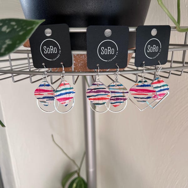 Fall Colors Leaf Teardrop Sample Pack, Palm Leaf Embossed Leather ...