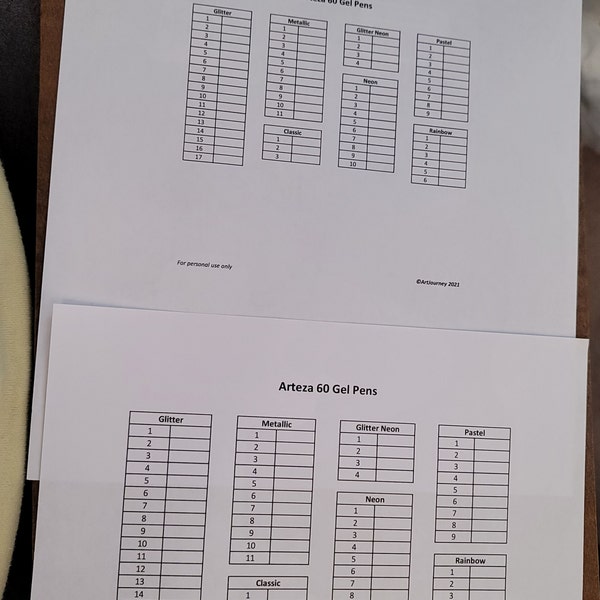 Chromatek 30 Gel Pens Colour Chart Swatch Sheet | Printable Colouring ...