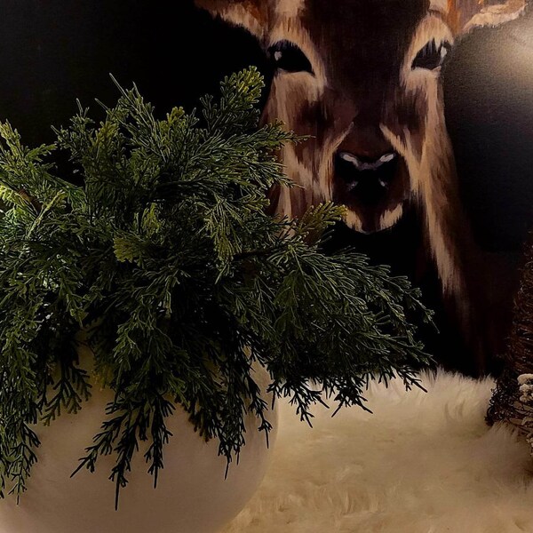 Realistic 24" Cedar Spray/stem-winter Greenery-faux Christmas Greenery ...