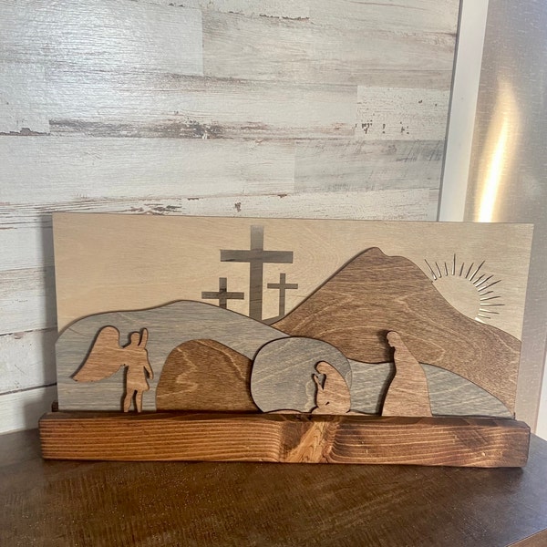 Wooden Layered Resurrection Easter Art: Empty Tomb Decor - Etsy