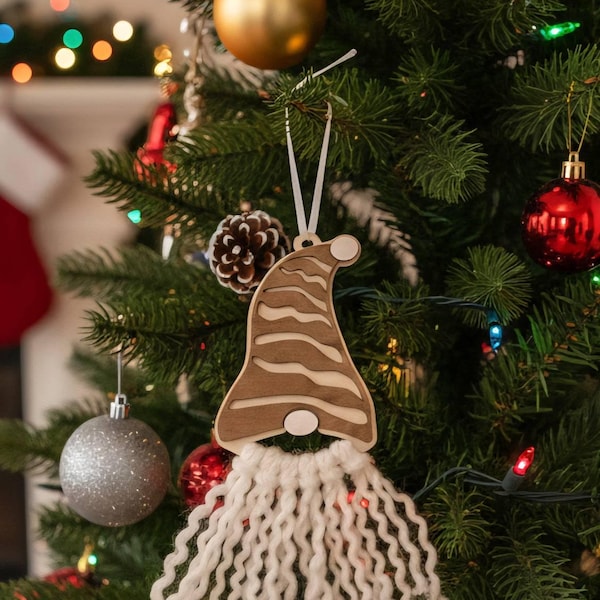 Gnome Ornament Macramé Beard | Gnome Ornament SVG | Christmas Gnome ...