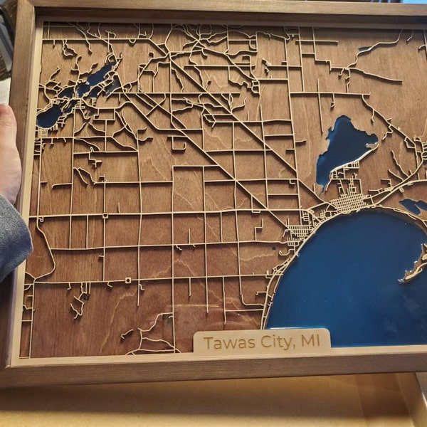 Custom Wood Map Art: City Street Map With Epoxy Finish - Etsy