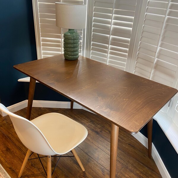 Walnut Wood Dining Table Set, Kitchen Narrow Dine Table and Benches ...