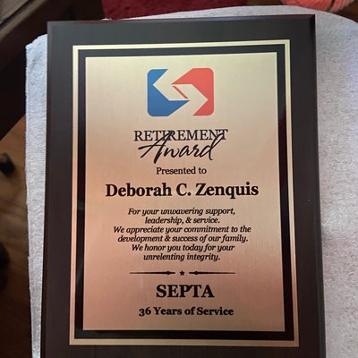 8x10 Personalized Retirement Plaque, Customized Award for Co-worker or ...