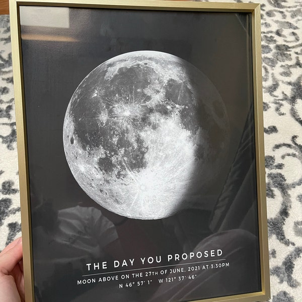 Personalised Gift, Custom Moon Print BLACK, Personalized Moon Phase ...