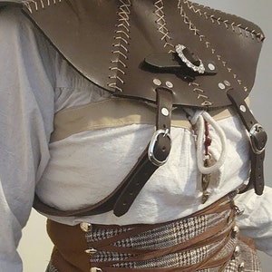 Valhalla Leather Vest assassin, Cosplay Dark Brown Leather Vest for ...