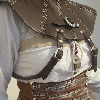 Valhalla Leather Vest assassin, Cosplay Dark Brown Leather Vest for ...