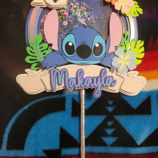 Stitch Cake Topper, Cake Topper With Shaker, SVG & PNG, Hawaiian Party ...