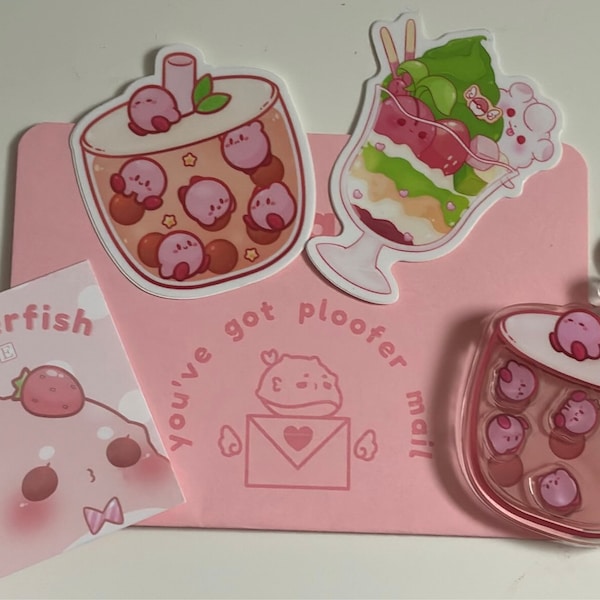 Kirbo in Boba Land Acrylic Shaker Charms | Double-sided Keychain ...