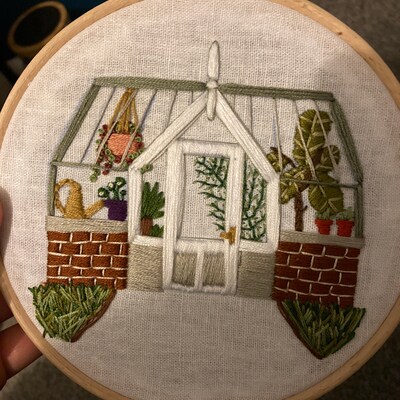 Bamboo Shelf & Yucca Plant Embroidery Pattern PDF, Modern Embroidery ...