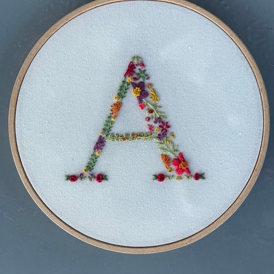 Floral Alphabet Letter R Initial Embroidery PDF Pattern, Instant ...