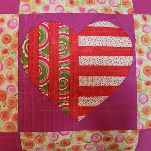 Mod Heart Foundation Paper Piecing FPP Pattern Striped Heart Quilt ...