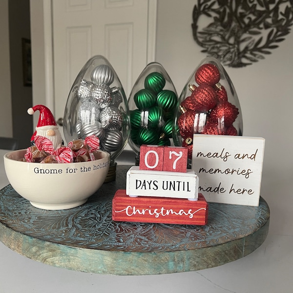 Christmas Mini Countdown Tiered Tray Decor, 25 Days Until Christmas ...