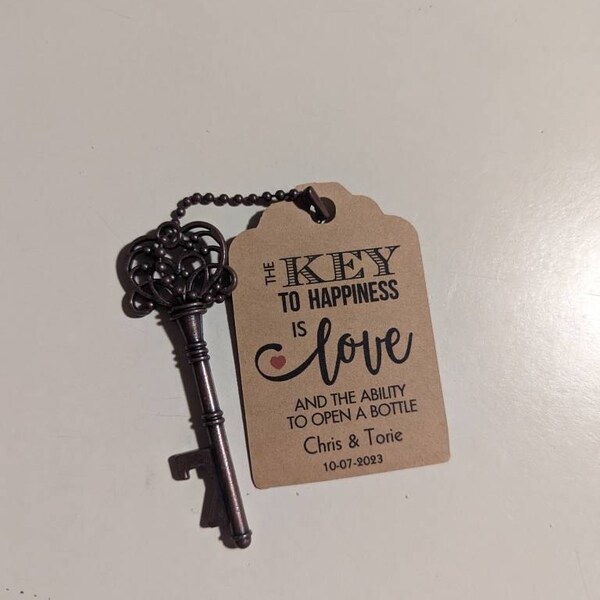Key Bottle Openers AND Tags, Wedding Favors, Vintage Key Favors Key to ...