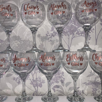 Gin Glass Decal, Gin Glass Sticker, Names for Drinks Glasses ...
