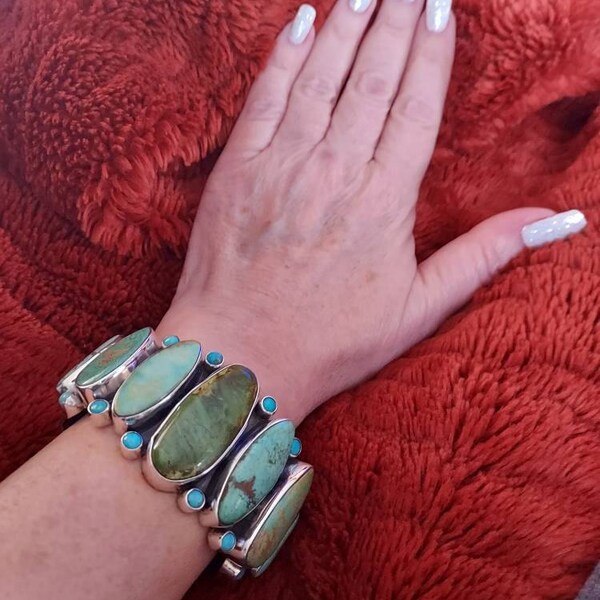 Navajo Artisan-tyler BROWN-3 Panel-lapis Cluster 2" Width Sterling Cuff ...