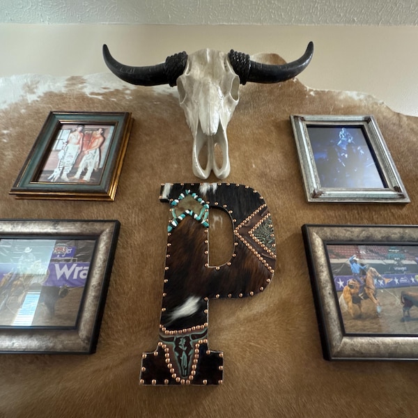 Cowhide Letters 18” - Personalized Western Wall and Shelf Decor *made ...