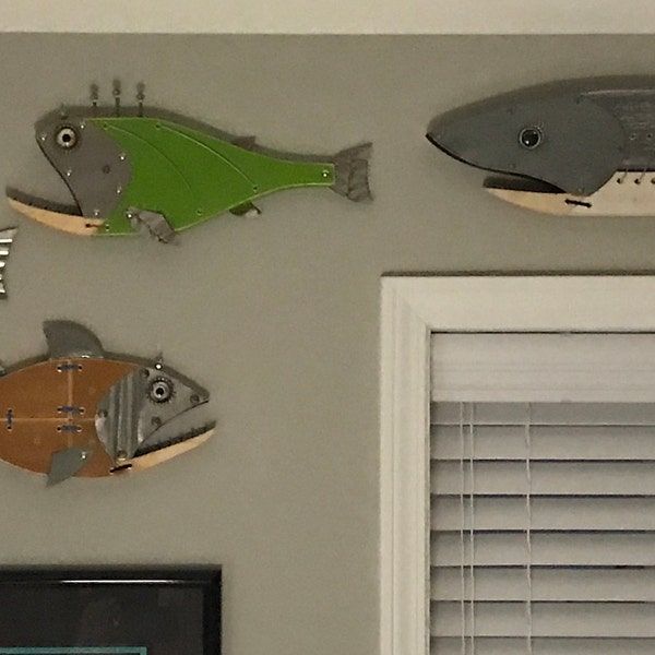 Fish Sculpture W 16 in X H 10 in Fish Decor Beach House Decor Wood Fish ...