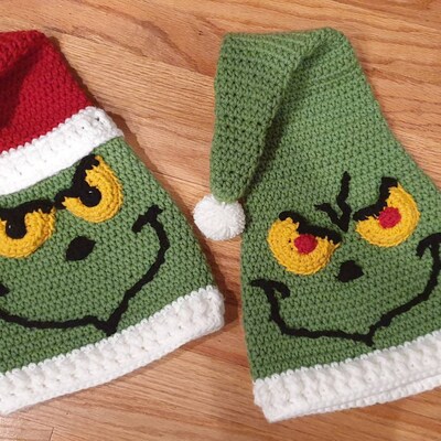 EASY CROCHET PATTERN Grinch Inspired Christmas Hat Holiday Elf Hat 8 ...